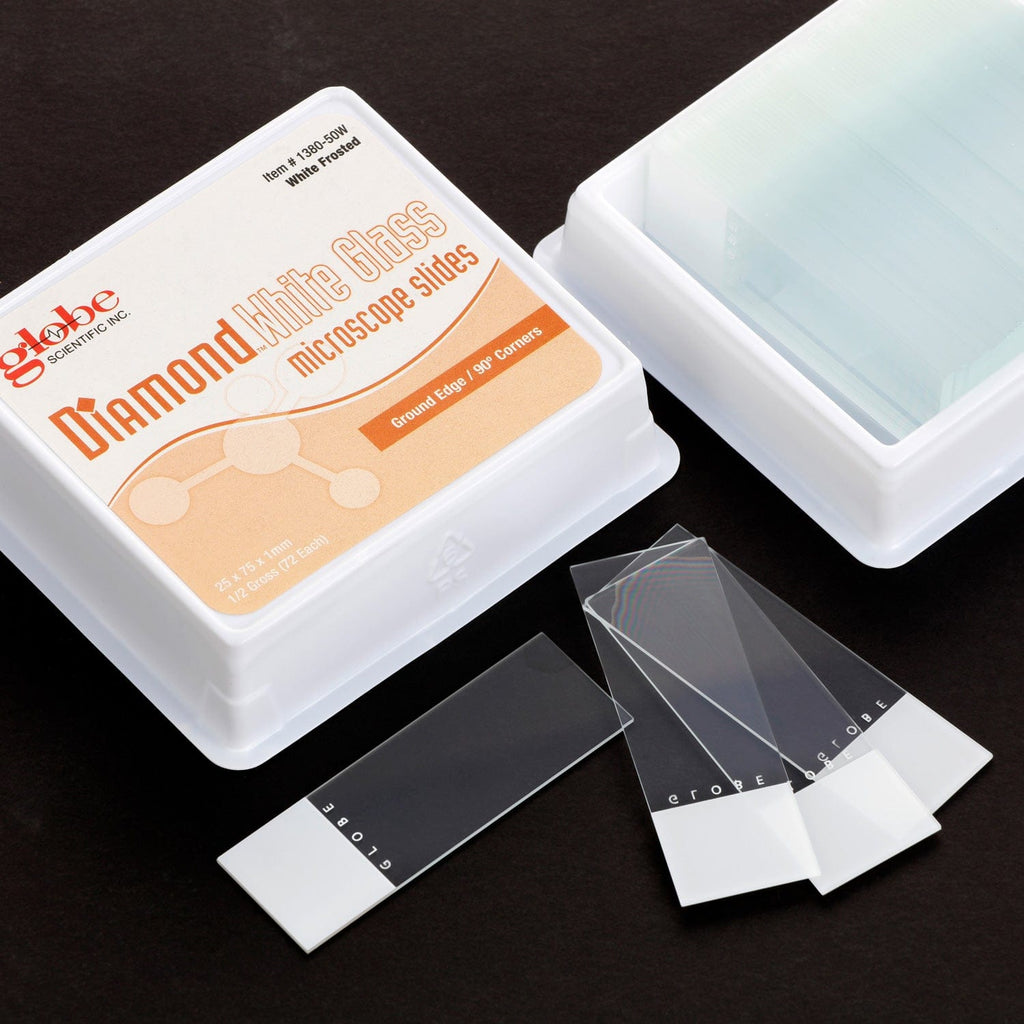 Globe Scientific 72pc Diamond® Frosted White Glass Ground Edge Slides ...
