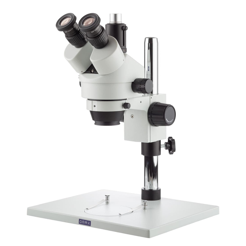 7X-45X Zoom Trinocular Stereo Microscope w/ Metal Table Stand – Omax