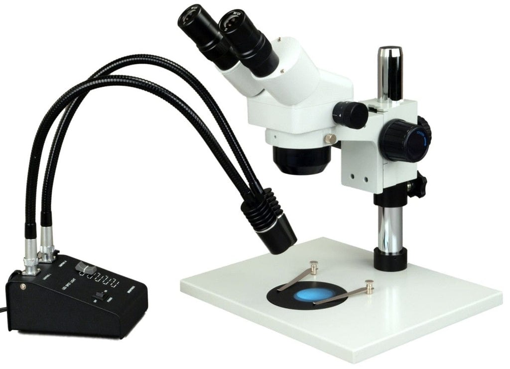 10X - 80X Binocular Zoom Stereo Microscope + 6W LED Dual Gooseneck Lig ...