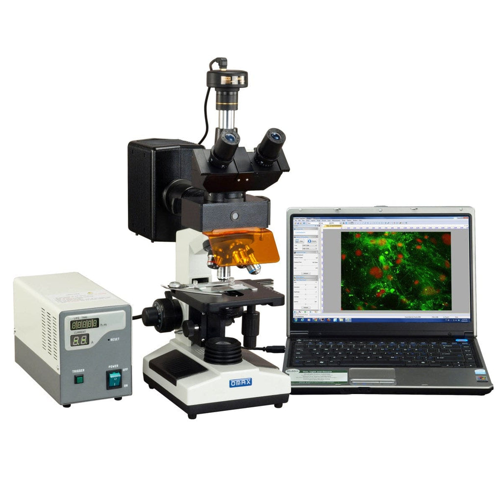 OMAX M837FLR Series Epi-Fluorescence Trinocular Compound Microscope 40 ...