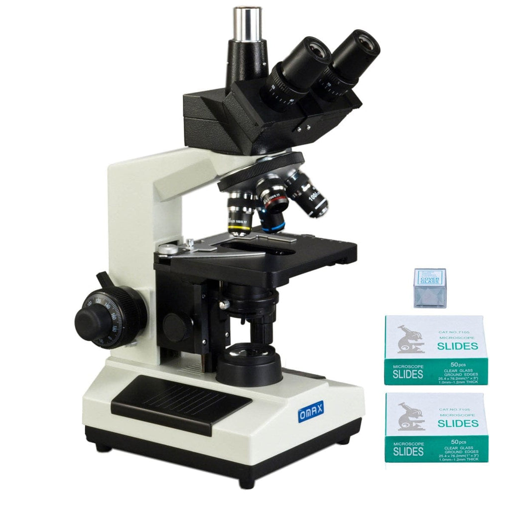 OMAX M837 Series Trinocular Compound LED Microscope 40X-1000X Magnific ...