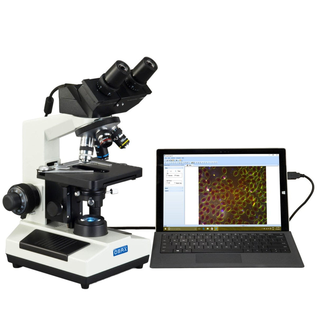 OMAX MD827 Series LED Binocular Compound Microscope 40X-2000X Magnific ...