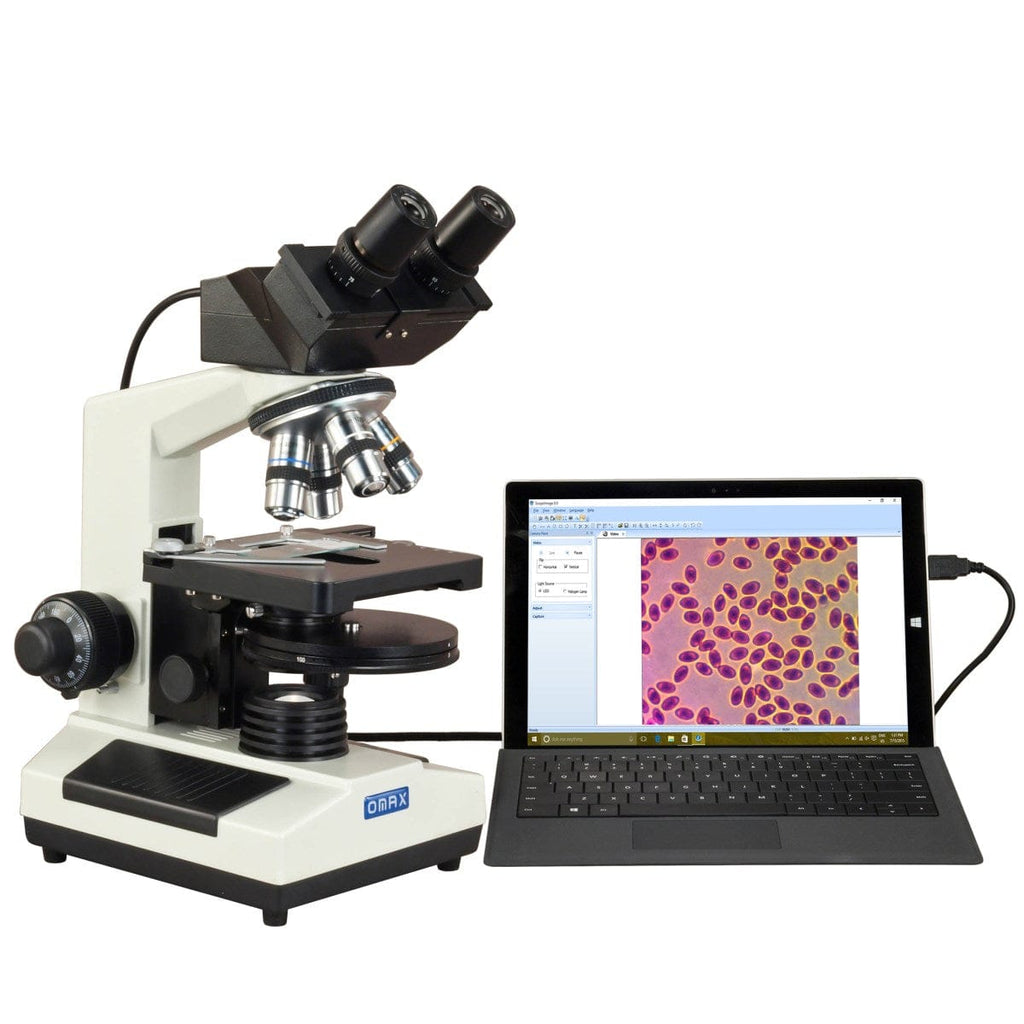 OMAX MD827 Sries Binocular Compound Microscope 40X-2500X Magnification ...