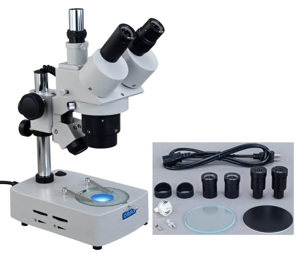 Trinocular Stereo Microscope 10x-20x-30x-60x with Dual Lights – Omax