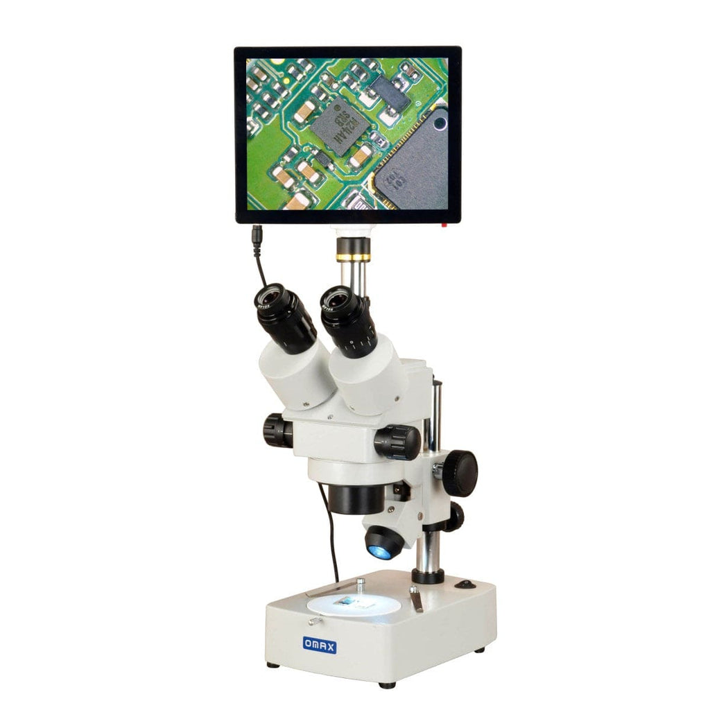 OMAX 7X-45X 5MP Touchpad Screen Trinocular Zoom Stereo Microscope on D ...