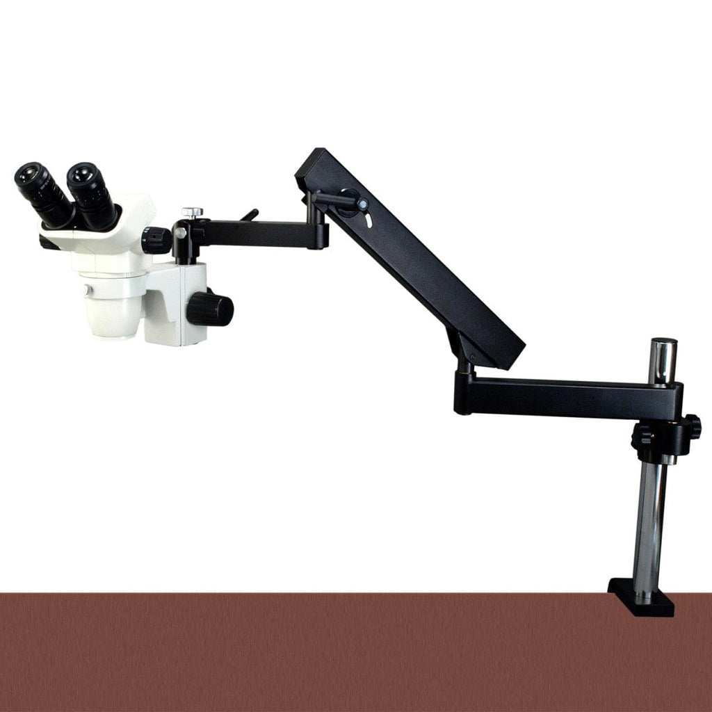 OMAX 6.7X-45X Zoom Binocular Stereo Microscope on Articulating Arm Sta ...