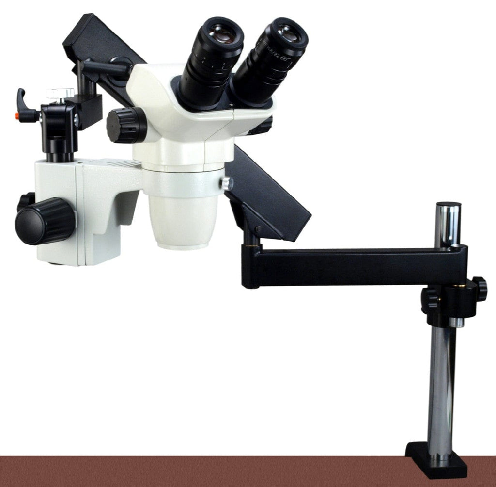 OMAX 6.7X-45X Zoom Binocular Stereo Microscope on Articulating Arm Sta ...