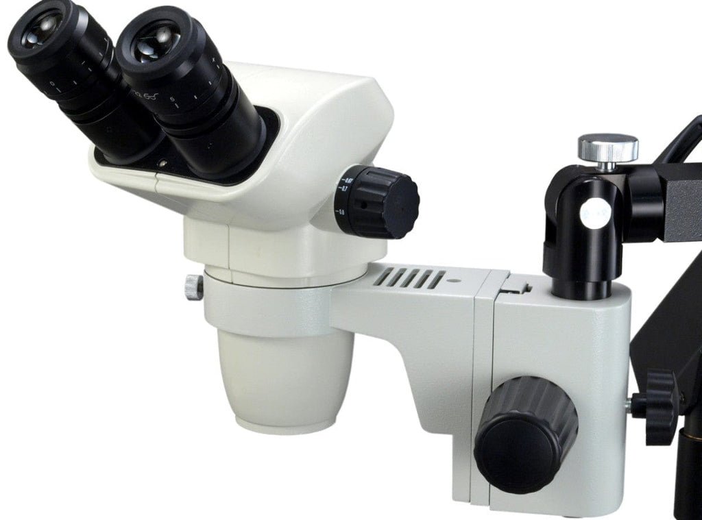 OMAX 6.7X-45X Zoom Binocular Stereo Microscope on Articulating Arm Sta ...
