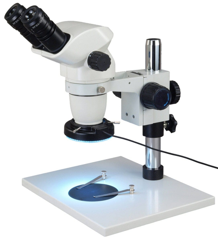 OMAX 6.7X-45X Zoom Binocular Stereo Microscope with Large Table Stand ...