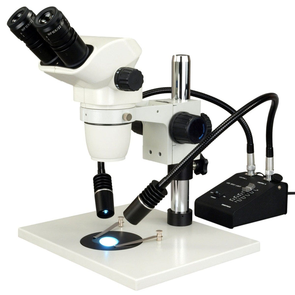 OMAX 6.7X-45X Zoom Binocular Stereo Microscope with Large Table Stand ...