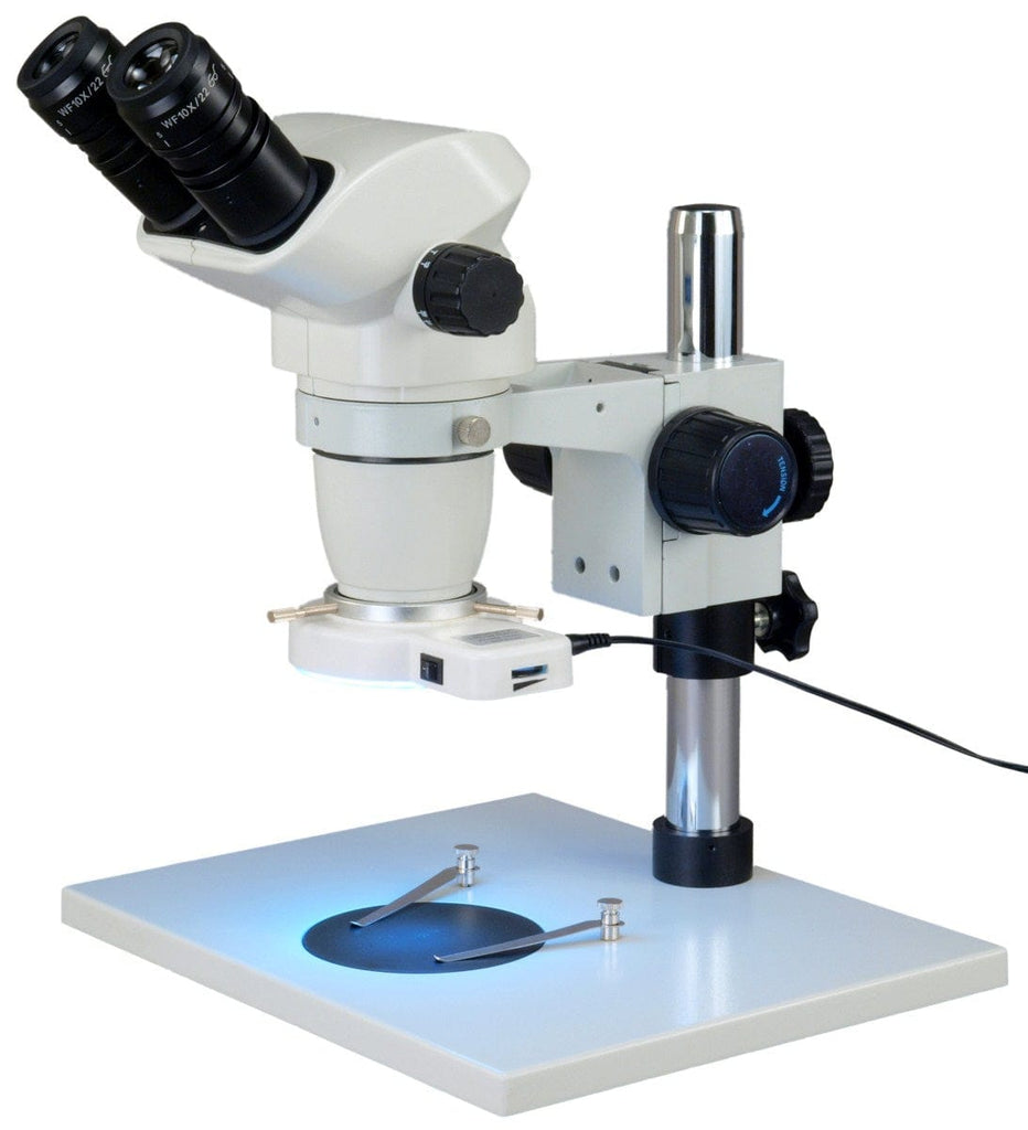 OMAX 6.7X-45X Zoom Binocular Stereo Microscope with Large Table Stand ...