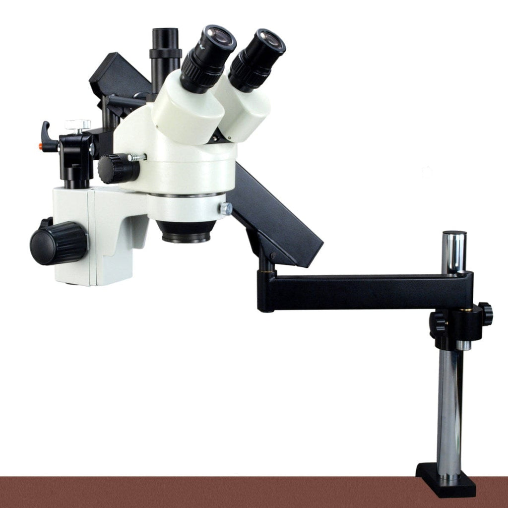 7X-45X Zoom Trinocular Microscope on Articulating Arm Stand with 64 LE ...