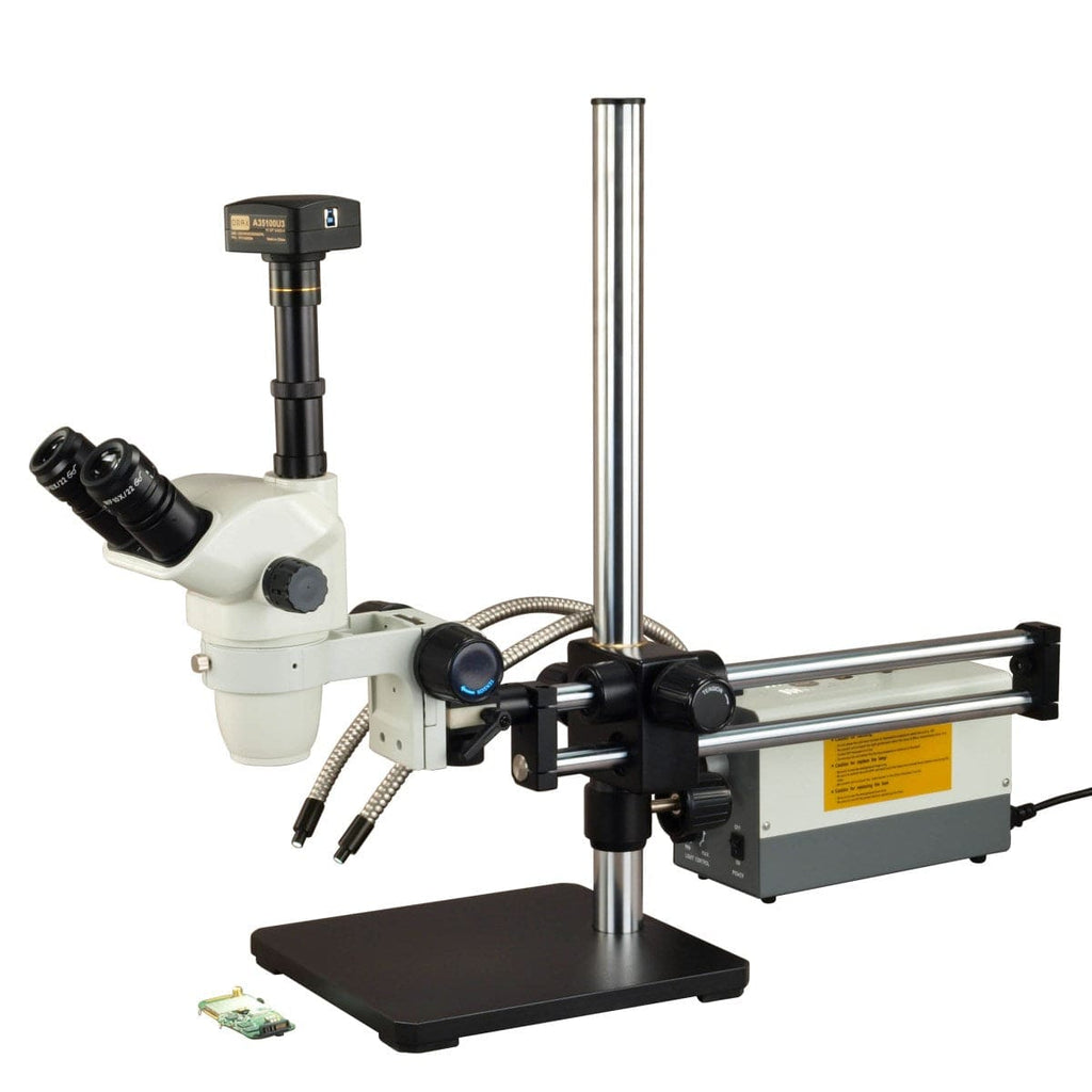 OMAX 2X-270X USB3 10MP Simal-focal Zoom Stereo Microscope on Ball-Bear ...