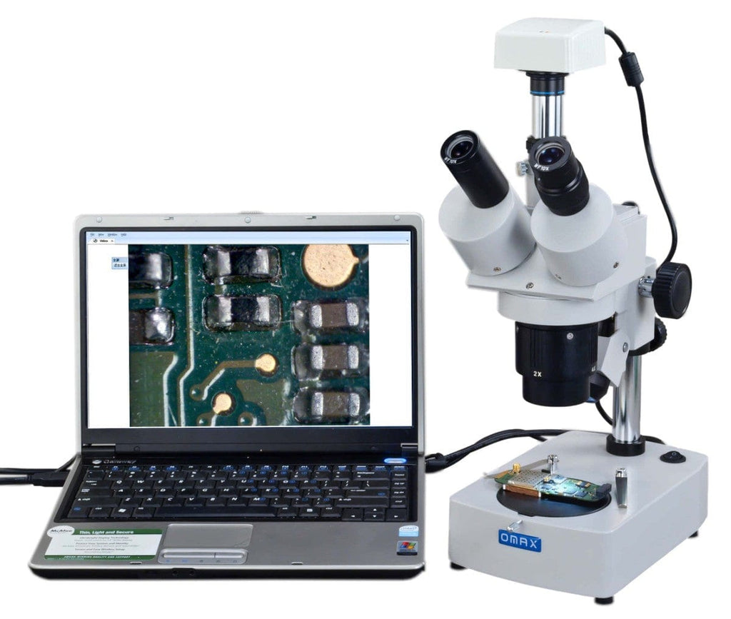 OMAX Digital 20x-40x-80x Table Stand Trinocular Stereo Microscope with ...