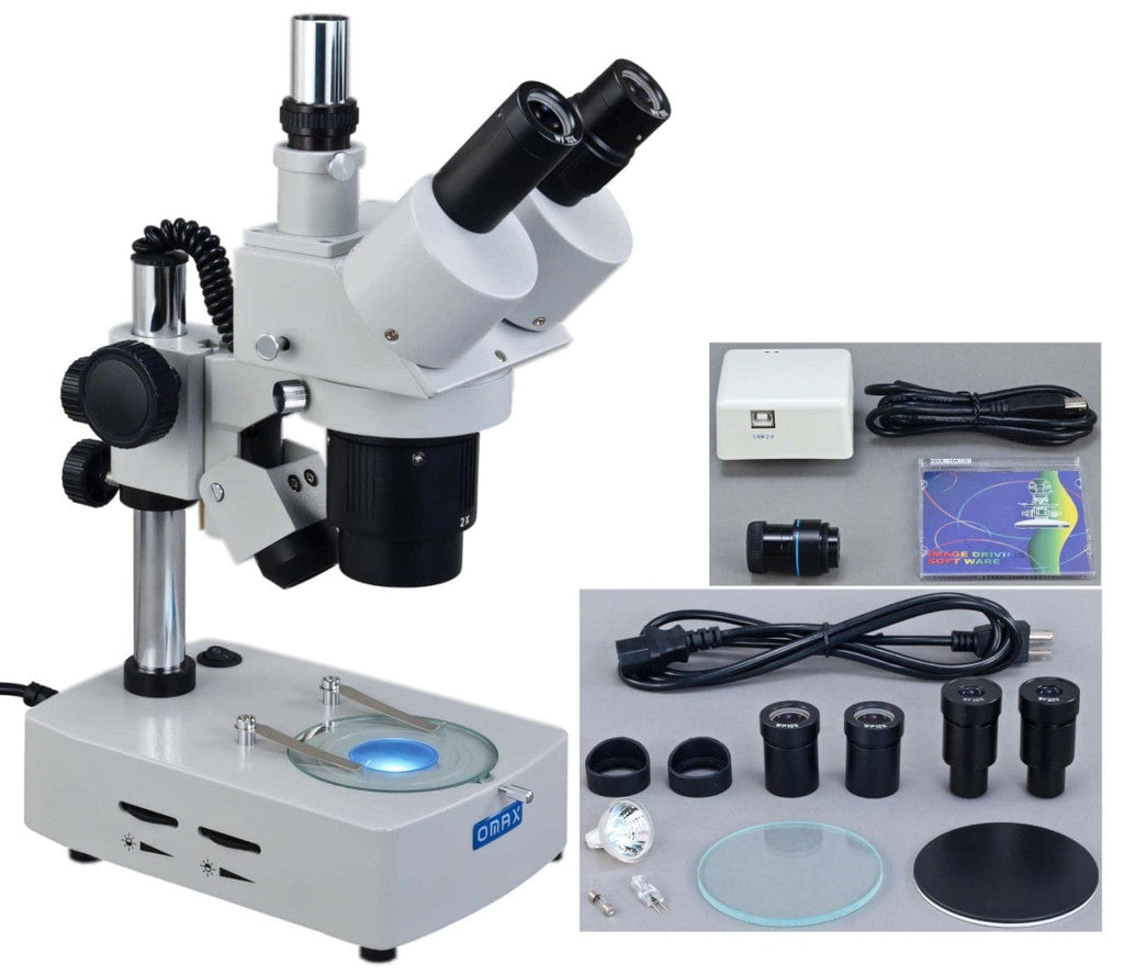 OMAX Digital 20x-40x-80x Table Stand Trinocular Stereo Microscope with ...