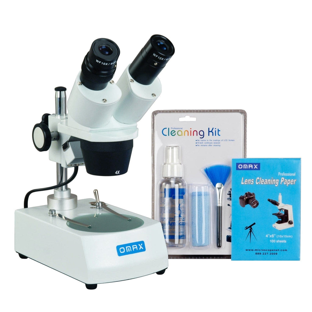 OMAX 20X-40X Binocular Stereo Microscope with Dual Lights and Cleaning ...