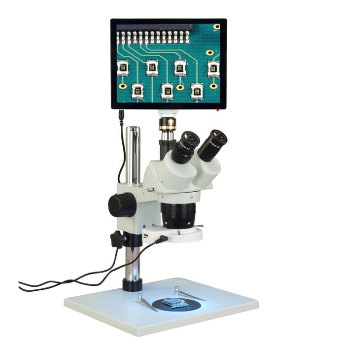 Trinocular 20X-40X-80X 5MP Touchscreen Stereo Microscope on Wide Table ...